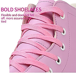 KYIS Womens Roller Skates Hightop Shiny PU Leather Rubber Classic Roller Artistic for Outdoor Skating (Pink(Flash Wheel),7)