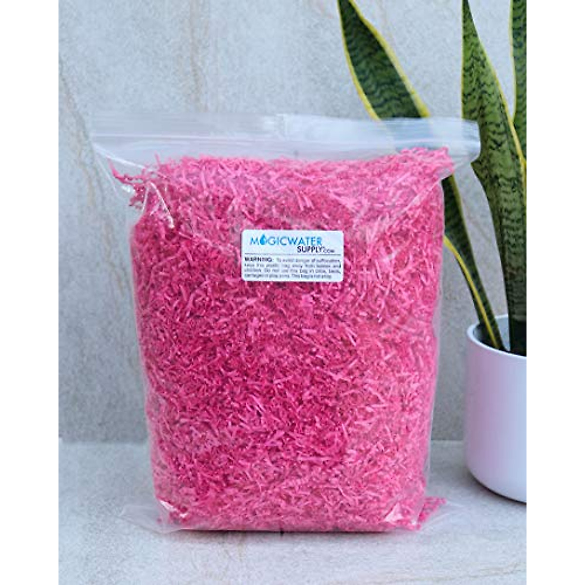MagicWater Supply Soft & Thin Cut Crinkle Paper Shred Filler (2 LB) for Gift Wrapping & Basket Filling - Raspberry