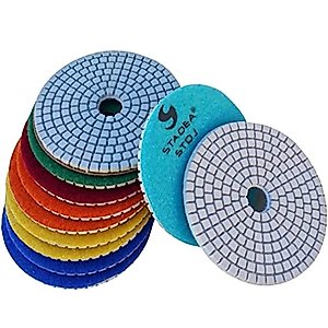 4 inch diamond concrete polishing pads - Granite Marble Stone Polishing 8 Pcs Set By STADEA
