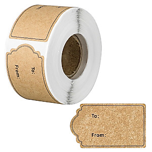 1"x2" to and from Gift Tag Stickers, 300pcs/Roll Natural Brown Kraft to from Present Labels Name Tag Label Stickers for Weddings Present Gift Wrapping Cards (Style 2)