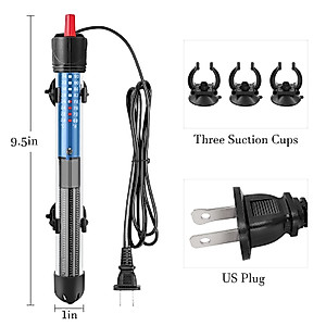 FEDOUR 50W 100W 300W Submersible Aquarium Heater, Adjustable Glass Water Heater for 5 – 70 Gallon Fish and Turtle Tank (100W)