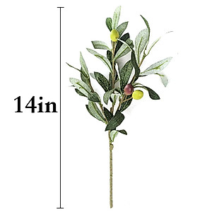 Artificial Olive Plants Branches Fake Fruits Silk Plants Branch Leaves ndoor Outside Home Garden Office Verandah Decor (4 Pcs)