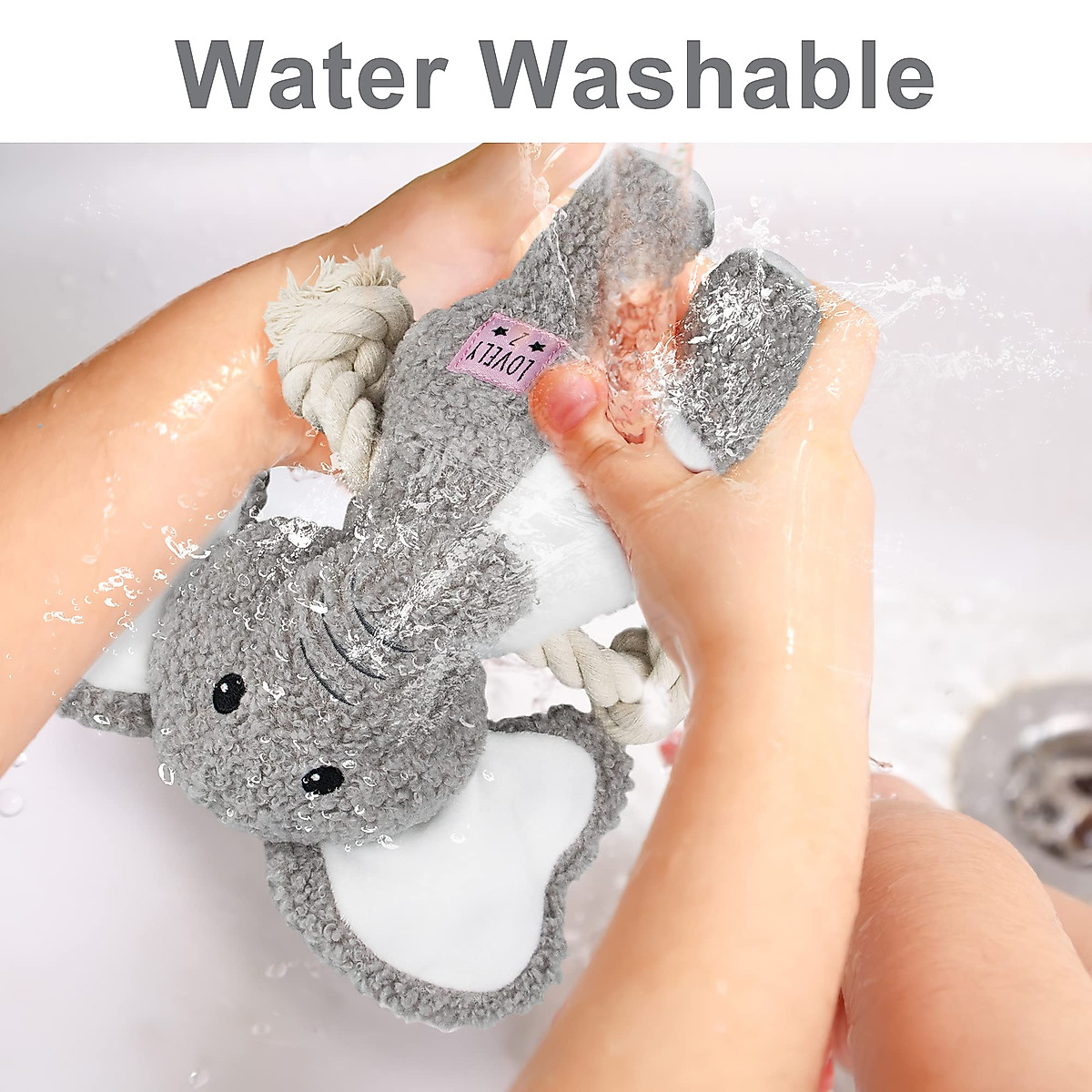 PAZ'S GIFT Dog Toys Cute Plush Elephant and pet Interaction Pulling, Soothing, Companionship, Sturdy Indoor Puppy Toys, Dog Squeaky Toys, Puppy, or Small, Medium Dog Teething or chew Toys