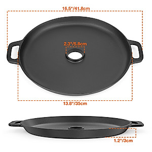 Onlyfire Cast Iron Griddle Pan for Rocket Stoves, Charcoal & Gas Grills - Nonstick Round Grill Pan with Handles for Stovetops