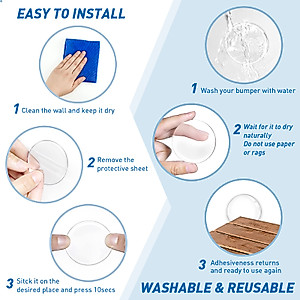 9PCS Door Stoppers Wall Protector, 2 Inch Round Clear Door Stops, Strong Self Adhesive Door Bumper Wall Guard, Washable and Reusable Stick on Door Stopper Silicone Wall Door Protector from Door Knob