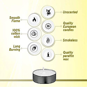 BOLSIUS 100 Pack Unscented Tea Lights - 3.5 Hours - Premium European Quality - Consistent Smokeless Flame - 100% Cotton Wick - Dinner, Wedding, Party, Restaurant, Spa, Church, & Home Décor Tealights