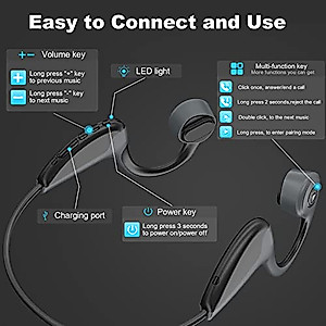Bone Conduction Headphones - Bluetooth Open Ear Sport Headphones with Mic - Sweat Resistant Wireless Headphones for Running Workout - Bone Induction Bluetooth Headset Earphones up to 8h Playtime