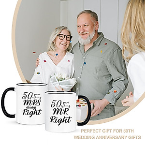 YHRJWN - 50th Wedding Gifts, 50 Years of Being Mr & Mrs Always Right Mug Set, Best 50th Wedding Gifts Ideas for Parents Couple, White with Black Handle 11 Oz