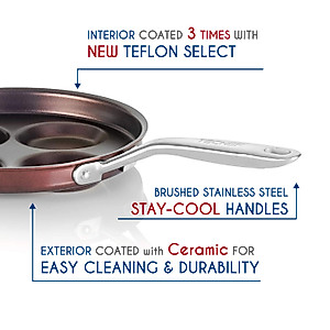 TECHEF - Eggcelente Pan, Swedish Pancake Pan, Plett Pan, Multi Egg Pan, 4-Cup Egg Frying Pan, Nonstick Egg Cooker Pan, Dishwasher Safe, Oven Safe, Stay Cool Handle, (Made in Korea) (Purple)