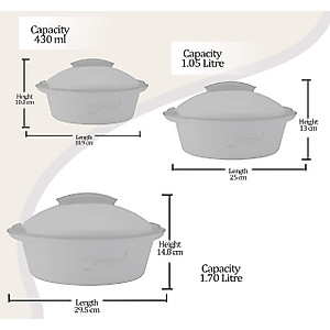 Milton Crisp Dlx Insulated Inner Steel Casserole, Set of 3, (430 ml, 1.05 Litres, 1.70 Litres) Brown