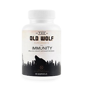 The Old Wolf Immunity (Pack Leader) 8 in 1 Multivitamins: Essential Dog Vitamins, Probiotics for Dogs to Improve Overall Health, Vitamin for Skin & Coat and Immune Health - Krill & CLA 80 Soft Gels