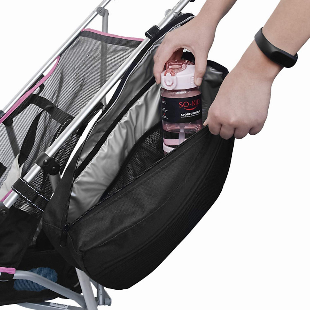 Insulated Universal Stroller Organizer, Stroller Side Sling Saddle Bag,Multiple Zipper Pockets for Bottle, Diaper, Phone, Toys, Baby Items - Fits All Strollers, Easy Installation