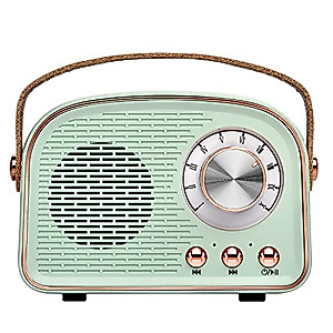Aresrora Retro Bluetooth Speaker,Wireless Vintage Speaker,Outdoors Wireless Portable Bluetooth Speaker Supports TWS Pairing/U-Disk/TF Card/AUX for Home,Travel,Outdoor (Cyan)