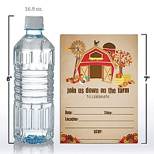 Rustic Old Fashioned Barn Fall & Autumn Barnyard Farm Birthday Party Invitations, 20 5x7 Fill In Cards with Twenty White Envelopes by AmandaCreation