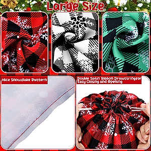 Shappy 10 Pcs Christmas Buffalo Plaid Drawstring Bags Drawstring Gift Bags Large Sacks Xmas Wrapping Bags Cotton Drawstring Bags Sack for Party Favors Candies (Red, Green, Black,12 x 16 Inch)