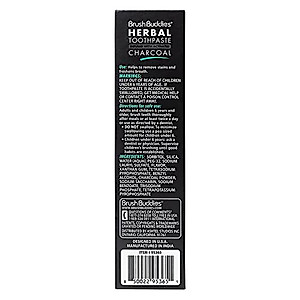 Brush Buddies Herbal Toothpaste with Activated Charcoal, Whitening Toothpaste, Charcoal Toothpaste for Whitening Teeth - Cool Mint