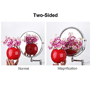 LEJDI Makeup Mirror, 3X Magnification Extendable Double Sided Bathroom Mirror Swivel Folding Round Shape Cosmetic Vanity Mirror (Color : Black, Size : 8inch 3X)