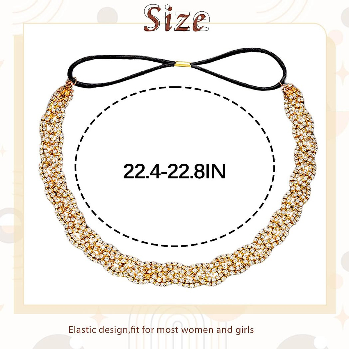 Barode Braided Rhinestones Headband Multicolors Crystal Hairbands Sparkle Head Chain Jewelry Set for Women