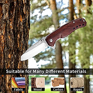 Pocket Knife Folding Knife, Rosewood Handle, Belt Clip, Liner Lock, Hunting Knife, Camping Knife, Gifts for Men