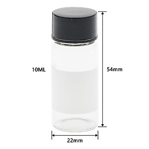 Kesell 10-Pack 10ml (0.338oz, 2.7dram) Premium Clear Glass Vials with Lids - Borosilicate Glass, Small Vials for Samples - Glass Jars with Labels