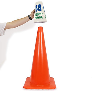 SmartSign “Reserved Parking with Handicapped Symbol” Bright Reflective Cone Message Sleeve, [Cone Not Included]