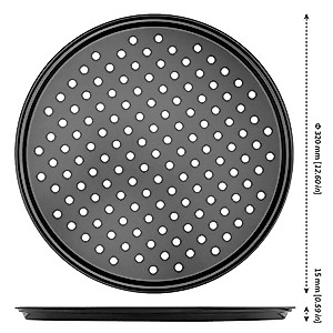 MANCHAP 4 Pack 12 Inch Round Pizza Baking Pan with Holes, Pizza Pan for Oven, Carbon Steel Non-stick Pizza Crisper Pan for Home Restaurant Baking, Black
