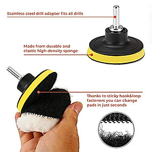 CANOPUS Buffing Pads, Polishing Pad Kit, Buffer for Car Detailing, Polishing Wheel for Drill, Car Polishers and Buffers Kit for Sanding, Polishing, Waxing & Sealing Glaze, 3 inch, 11 Pieces