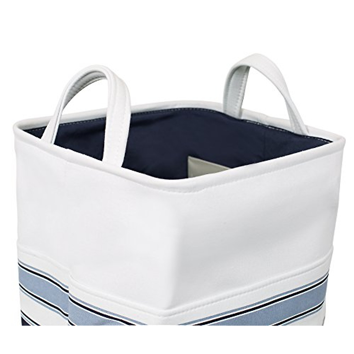 BirdRock Home Canvas Laundry Hamper with Handles - Blue Stripes - Transport Easily - Dirty Clothes Storage - Bendable and Foldable - Rectangle Laundry Bag