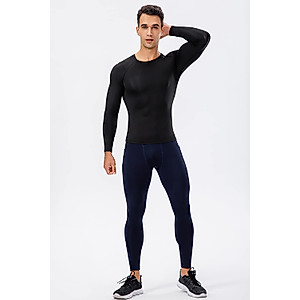 Blue Men's Compression Shirts Long Sleeve, Dry Fit Athletic Workout Gym Shirts Sports Base Layer Top Running T-Shirt