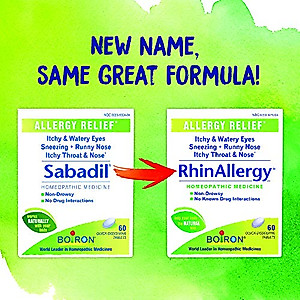Boiron RhinAllergy Tablets for Relief from Allergy Symptoms of Sneezing, Runny Nose, and Itchy Eyes or Throat - 60 Count
