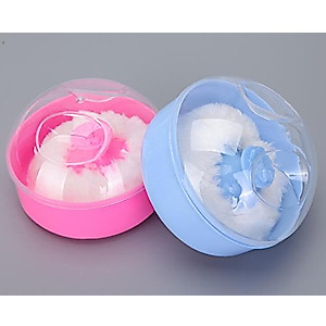 ericotry 2 Pcs Baby After-Bath Powder Puff Sponge Box Kit Dispensor DIY Make up Cosmetic Loose Powder Jar Container Case (Pink)