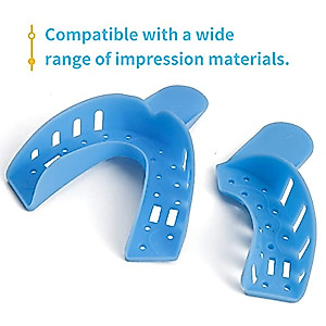 10 PCS Dental Impression Trays Disposable Plastic Small Medium Large Autoclavable Perforated Impression Trays Set Blue