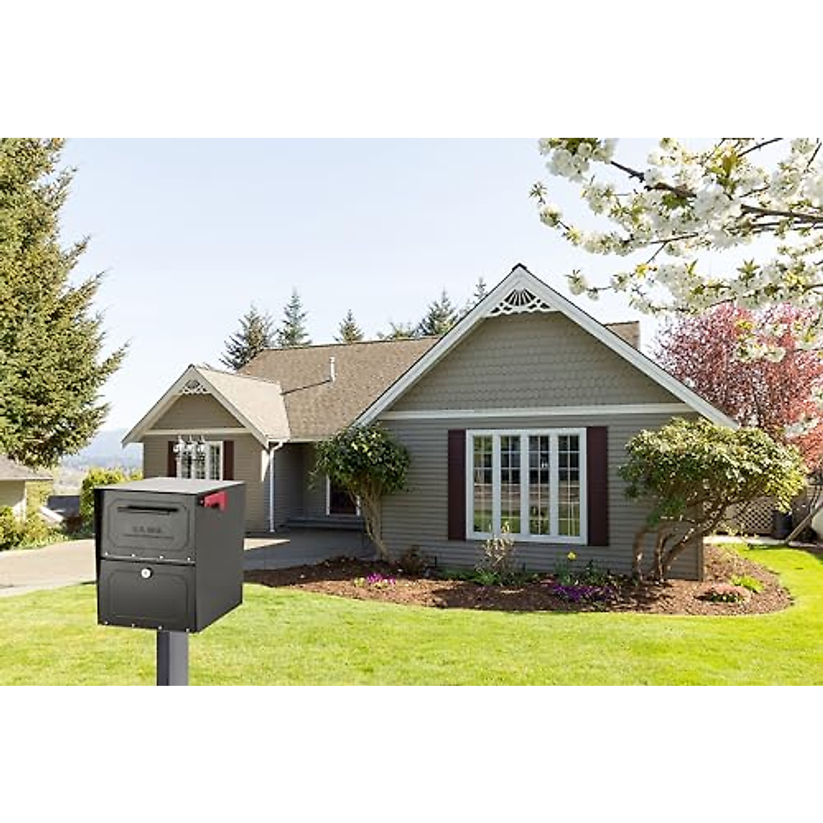 Architectural Mailboxes 6200Z-10 Oasis Classic Locking Post Mount Mailbox, 18"D x 11.5"W x 14"H ,Graphite Bronze