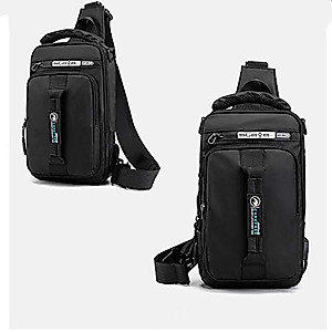 Shoulder Backpack Sling Chest Crossbody Bag Cover Pack Messenger Daypack Rucksack Bicycle Sport With USB Charging Port (Black)
