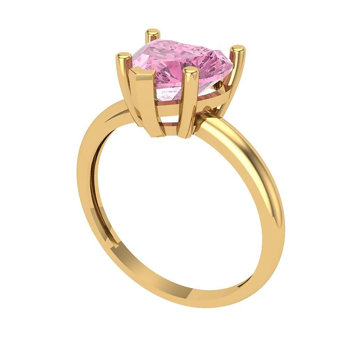 Clara Pucci 2.0 ct Heart Cut Solitaire Pink Simulated Diamond 5-Prong Engagement Bridal Promise Anniversary Ring 18K Yellow Gold 3.5