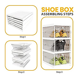 Solid Plastic Not Flimsy 5 Layers Foldable Shoe Storage Boxes or Sneaker Storage Boxes - Easy Installation- All-in-One Clear Shoe Box with Doors - Space Saving Shoe Boxes or Shoe Organizer By Utopia Home