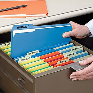 HABGP 6Pcs Colored File Folders Letter Size with Tabs, Manilla Folders 8.5 x 11, Plastic Manila Folders 1/3 Cut, Office Supplies Filing Folders for Documents, Filing Cabinet, Paper, School