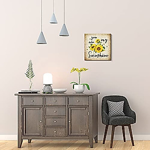 Sunflower Canvas Wall Art You Are My Sunshine Inspirational Quote Sign for Kitchen Living Room Wall Decor (12" x 12", Sunflower)