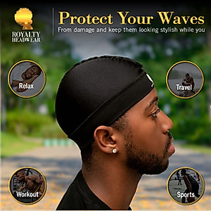 Royalty Headwear Premium Wave Cap, The Best Wave Cap for for 360, 540, and 720 Waves (Black)