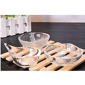 Leoyoubei 3 Ounce3.25x1.5 inch Heat Resistant Glass Bowl for Ice Cream Dessert,Soy Sauce Dishes,Appetizer Spoons Stackable,Mini Side Dishes Ramekins Transparent 4 Packs (Lace Bowls)