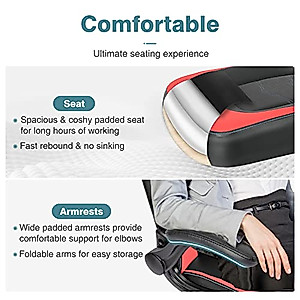 Office Chairs - Ergonomic Gaming Executive Desk Chairs with Flip-up Armrests and Lumbar Support, Adjustable Swivel Rolling Chair, Red