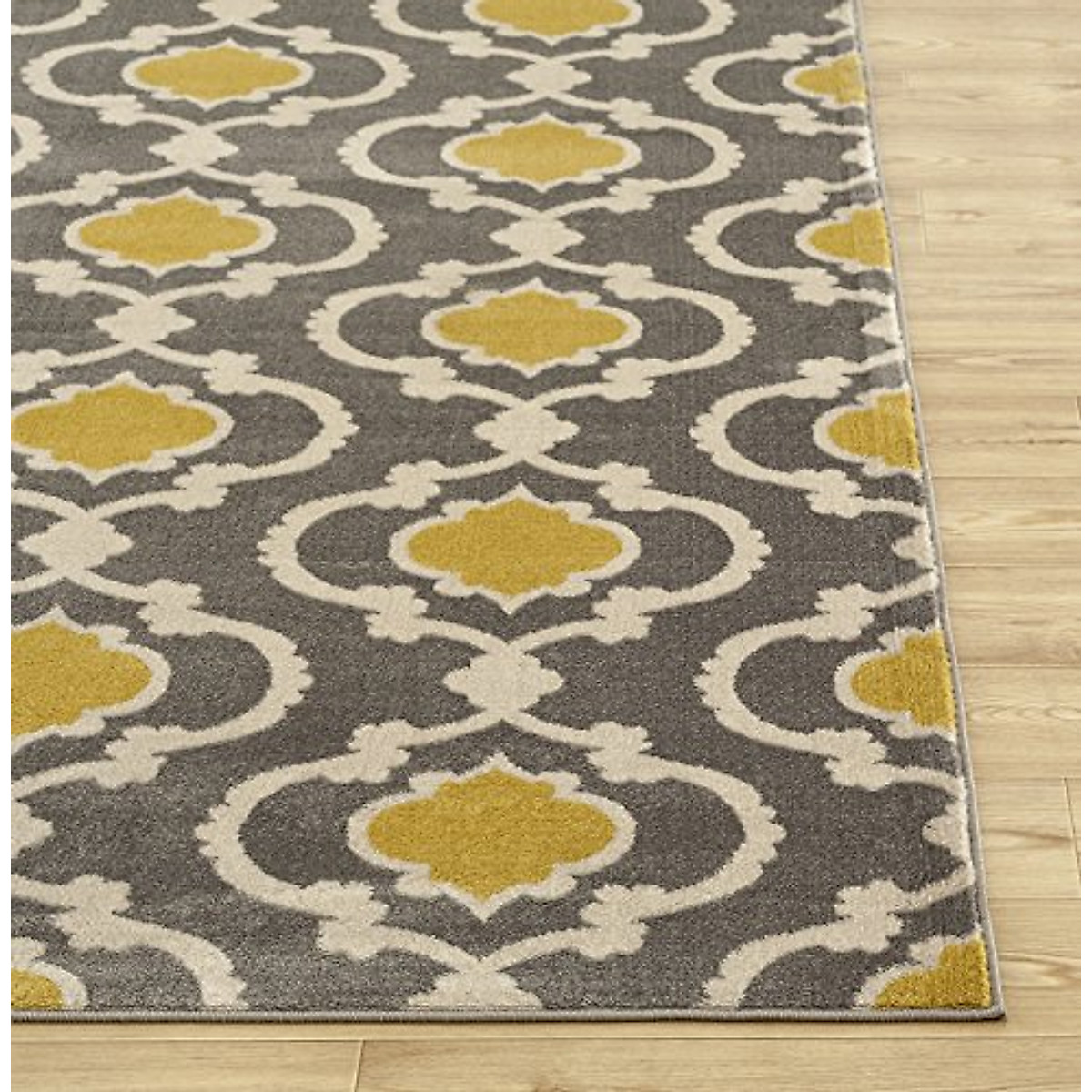 Moroccan Trellis Contemporary Gray/Yellow 7'3" x 10'2" Indoor Area Rug