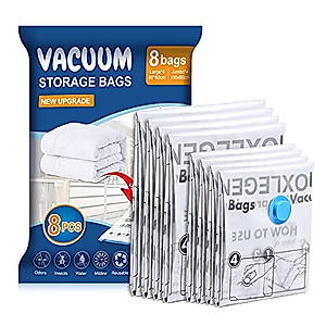 Vacuum Storage Bags 8 pack(4Jumbo, 4Large), Premium Space Saver bags for Clothes Duvets Blankets Pillows Comforters, travel storage. (8pack) (8 pack)
