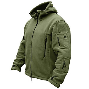 ReFire Gear Men's Warm Military Tactical Sport Fleece Hoodie Jacket, Army Green, SMall
