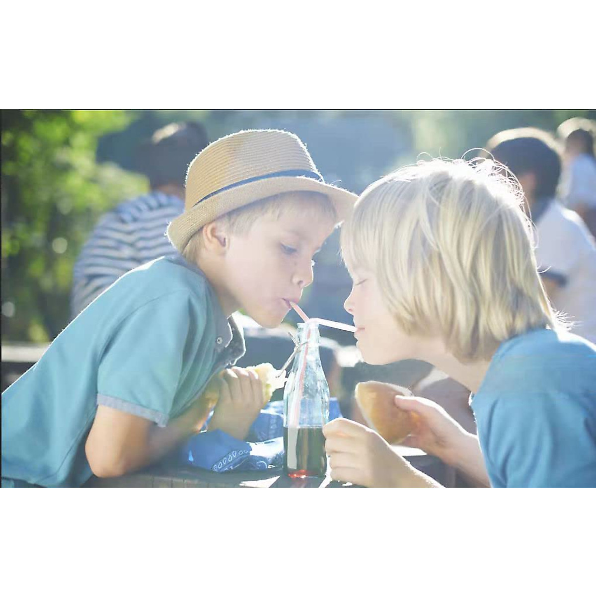 Kids Floppy Straw Sun-Hat Foldable Summer Short Brim Sun-Beach-Hat for Babyboys Girls Kahki