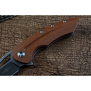 TwoSun Y-START Folding Outdoor Camping Hunting Knife TS132 D2 Blade Linen Handle