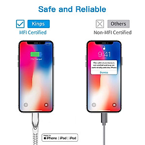 KINPS [MFI Certified 10ft USB C to Lightning Fast Charging Cable 2 Packs Compatible with iPhone 12 Pro Max/12 Mini/12/11 Pro Max/XS, Supports Power Delivery(for Use with Type C Chargers), White Grey