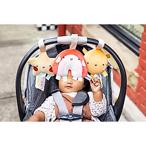 Pearhead Rainbow Sun and Stars Stroller Toys, Plush Corduroy Baby Travel Car Seat Toy Set, Baby Hanging Interactive Toys, Gender-Neutral Baby Travel Accessories, Rainbow Sun Stars Set of 3
