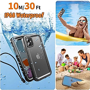 Cozycase Compatible with Waterproof iPhone 11 case, Built-in Screen Protector, Full-Body Rugged Bumper Sealed Case Cover, Shockproof Dustproof Waterproof Case for iPhone 11 6.1 inch (Black)