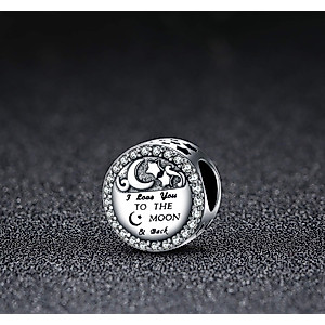 925 Sterling Silver Charm Fit for Pandora Charms Bracelet I Love You to the Moon and Back Bead Charm Birthday Gifts Women Jewelry